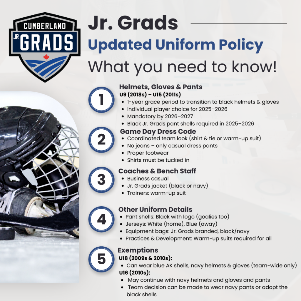 Updated Jr. Grads Uniform Policy – Cumberland Minor Hockey Association